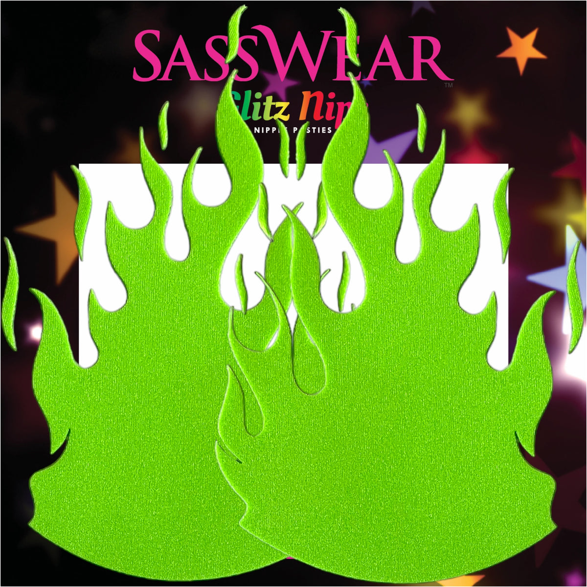 Glitz Nips Flaming Fire Neon Green Pasties – Sasswear
